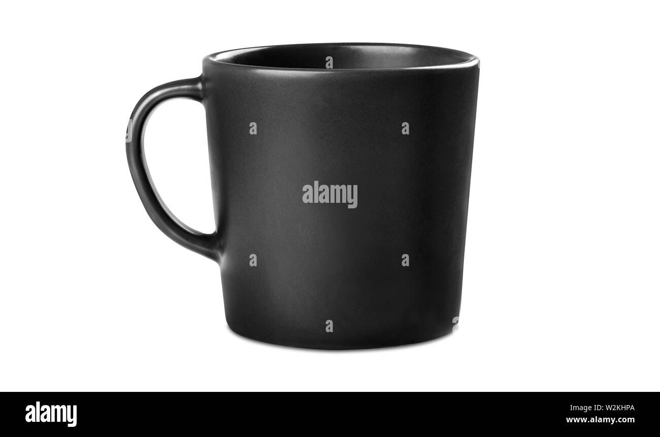 Black matte modern tea mug isolated on white background Stock Photo - Alamy