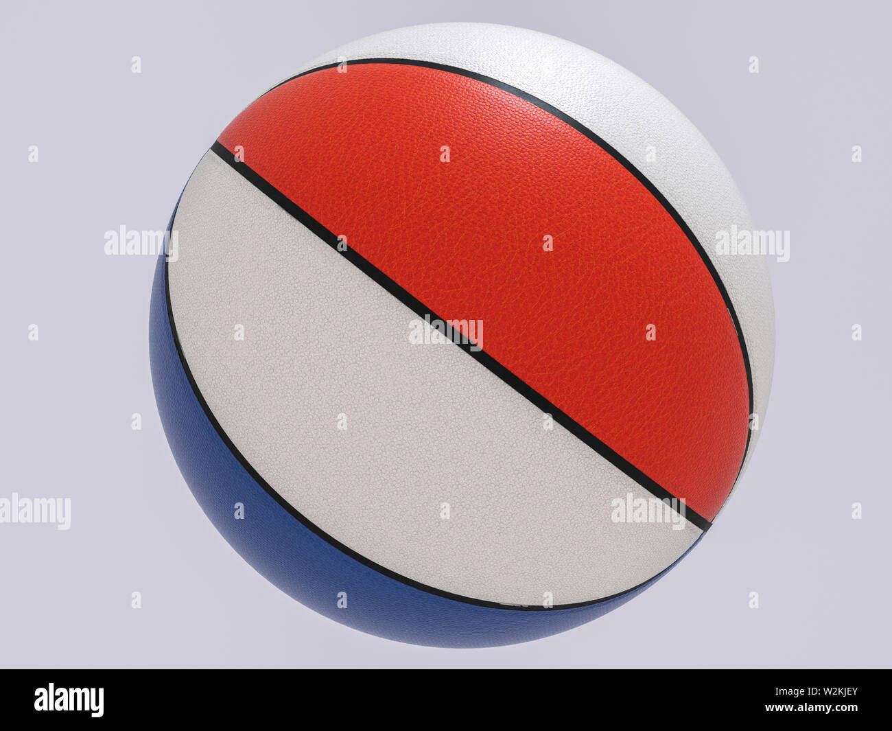Front view of red white and blue USA colored single basketball sitting ...