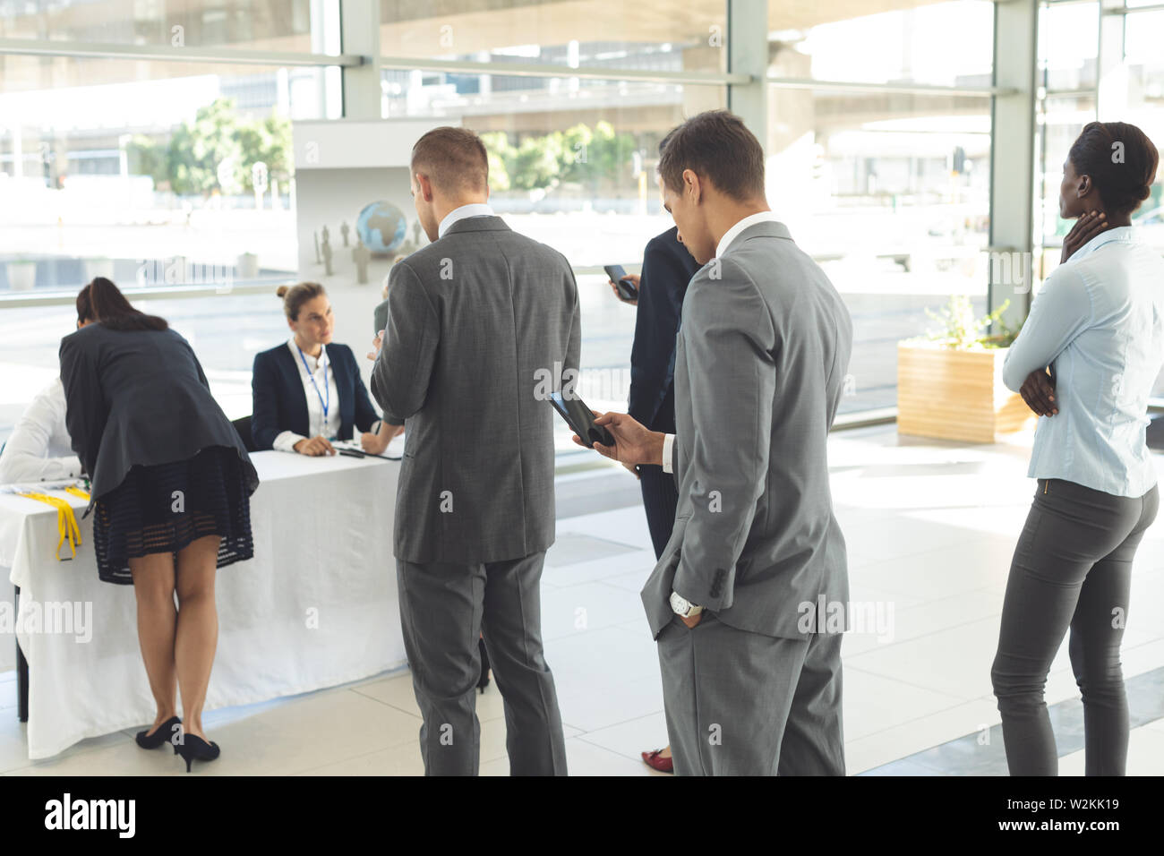 Group of diverse business people queuing up for interview Stock Photo ...