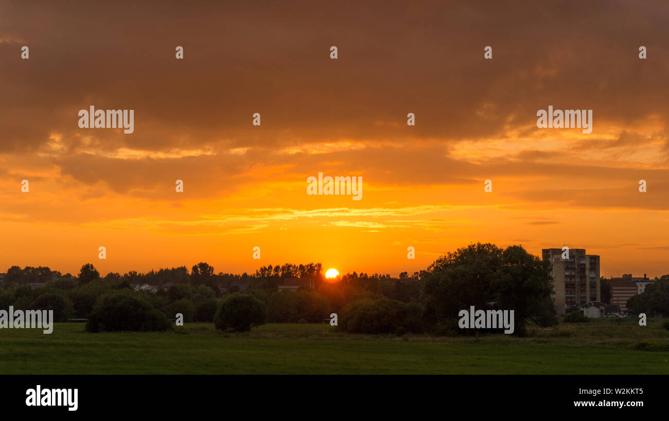 Kedainiai, Lithuania - July 22, 2016: Sunset view of town Kedainiai ...