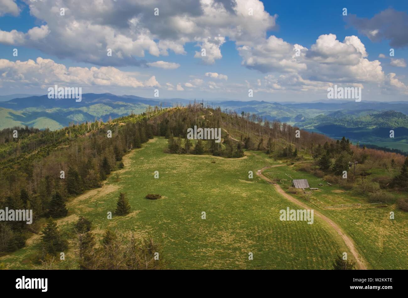 Beautiful mountain spring landscape. Picturesque path on the green ...
