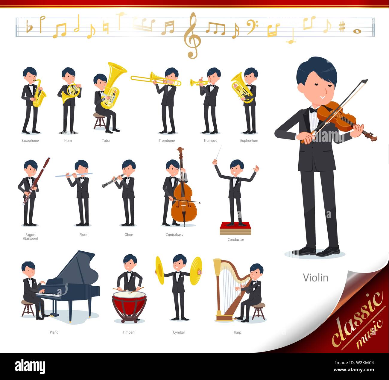A set of tuxedo man on classical music performances.There are actions ...
