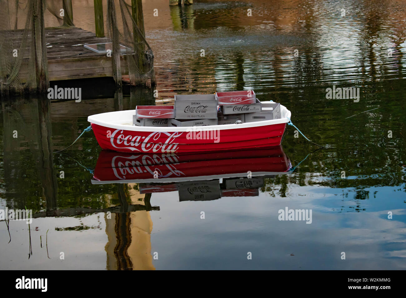 Orlando, Florida. June 23 2019. Colorful Coca Cola boat at Seaworld ...