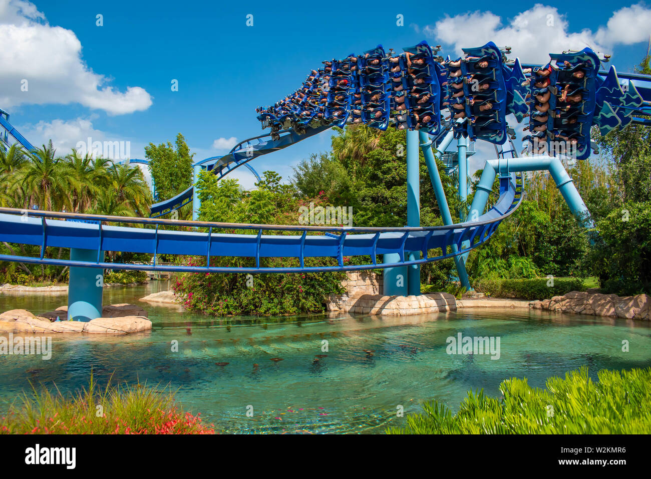 Orlando, Florida. June 25 2019. People enjoying amazing Manta Ray ...