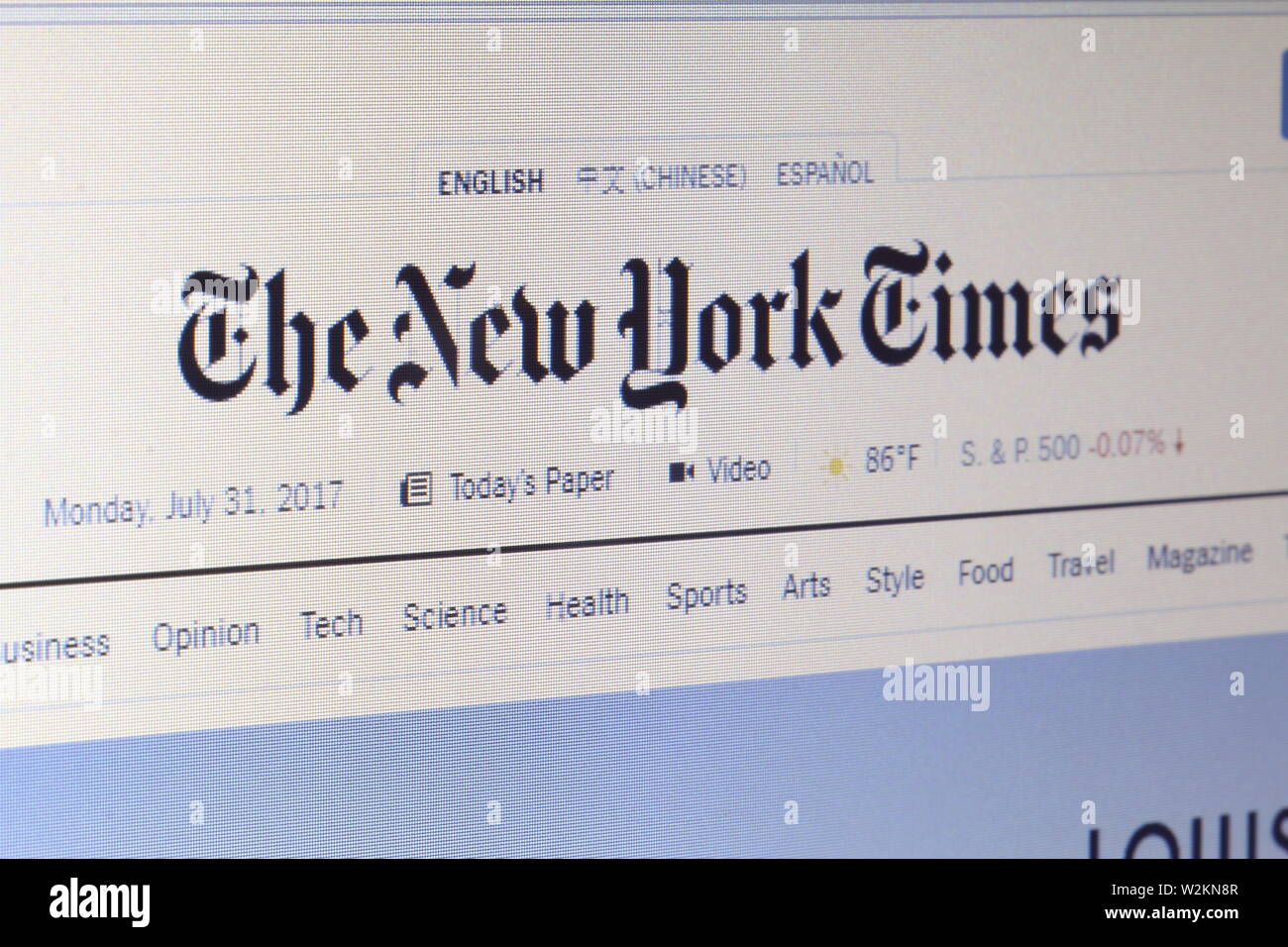 The official website of the newspaper "The New York Times Stock Photo ...
