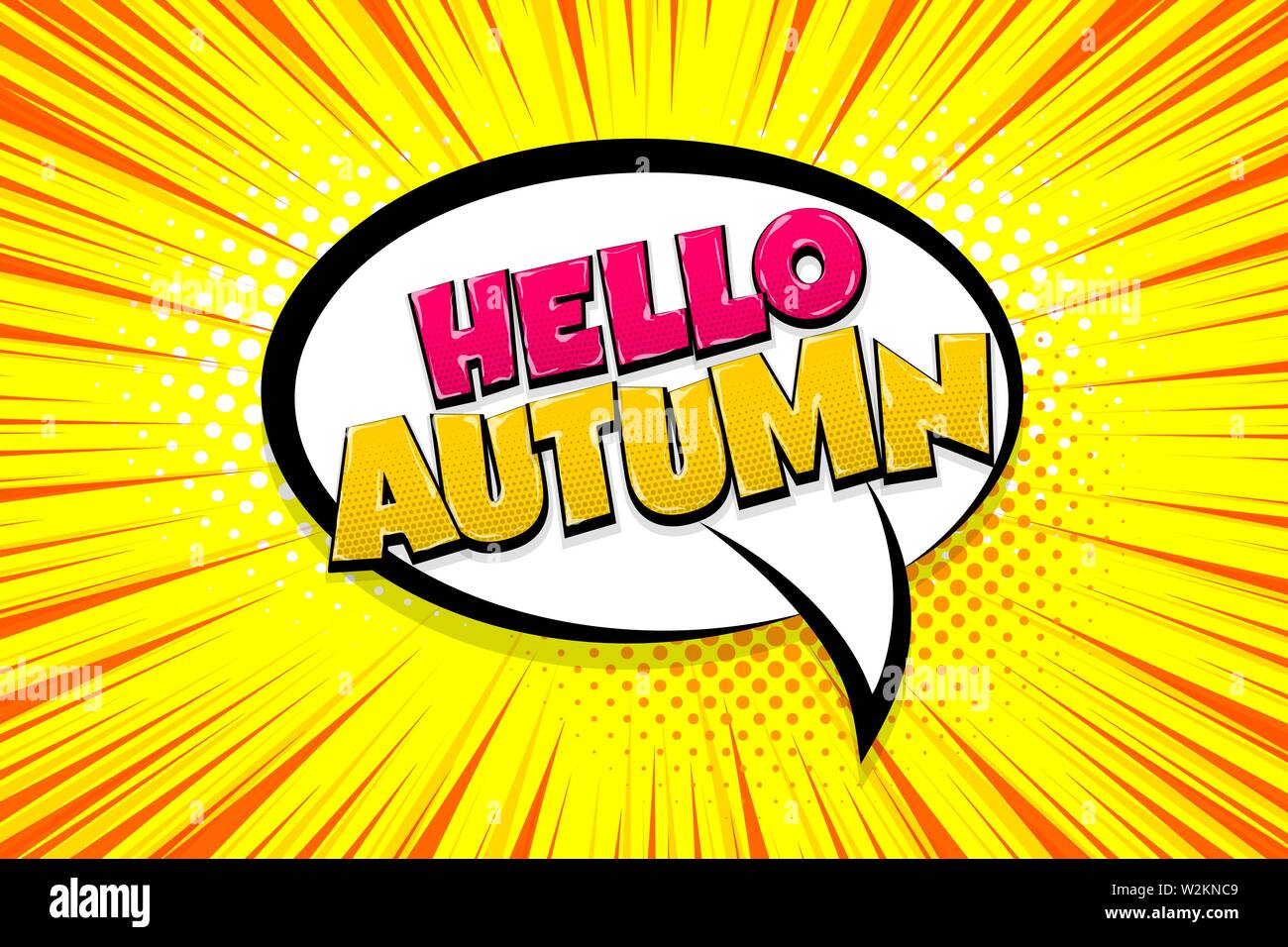 Hello autumn comic text speech bubble pop art. Comics book halftone ...
