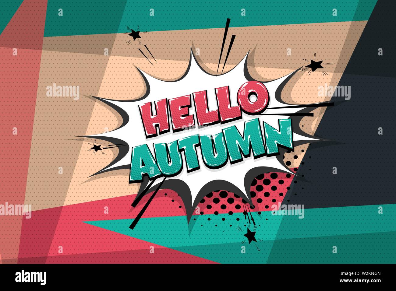 Hello autumn comic text speech bubble pop art. Comics book halftone ...