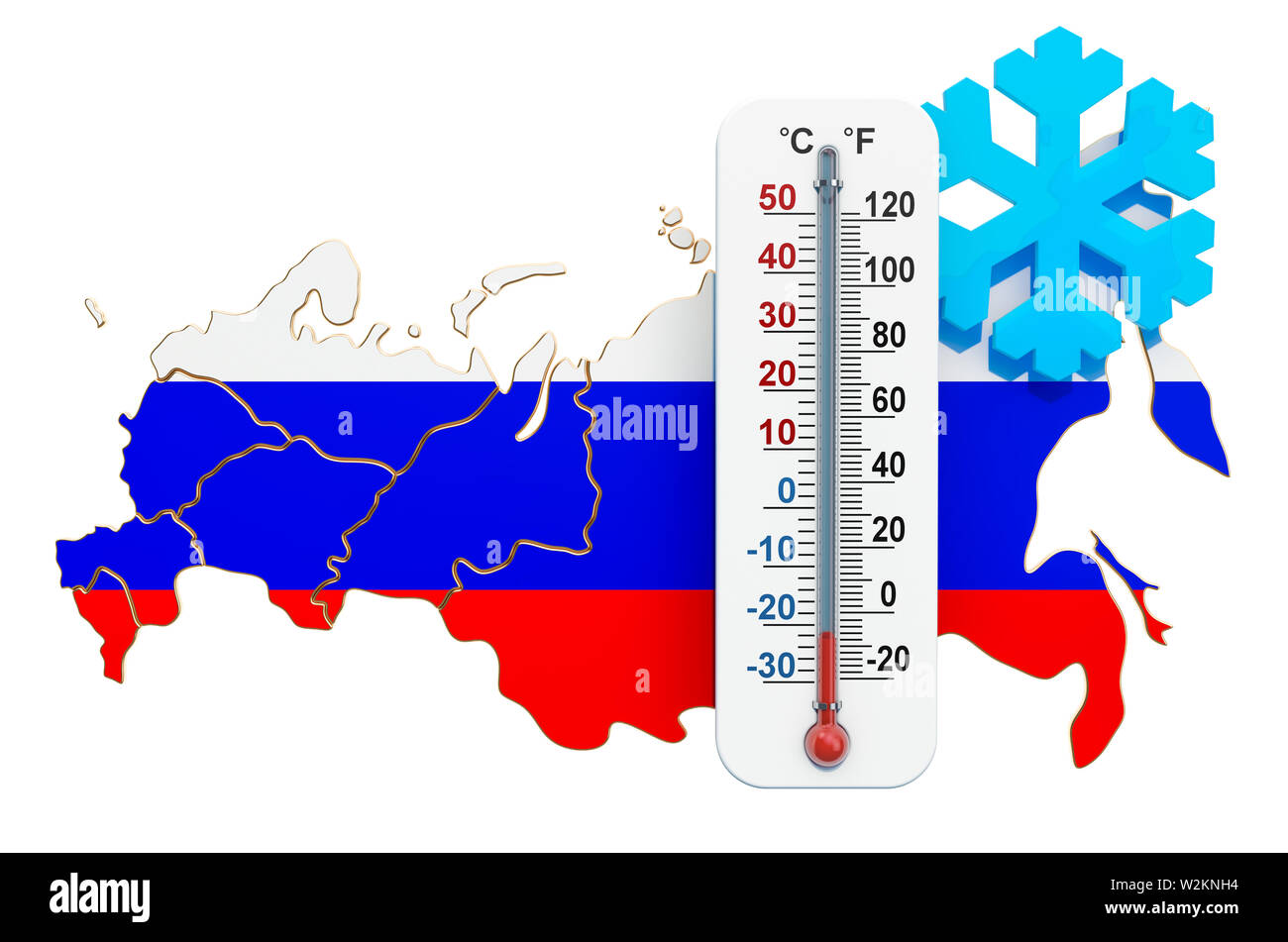 Extreme cold in Russia concept. 3D rendering isolated on white ...