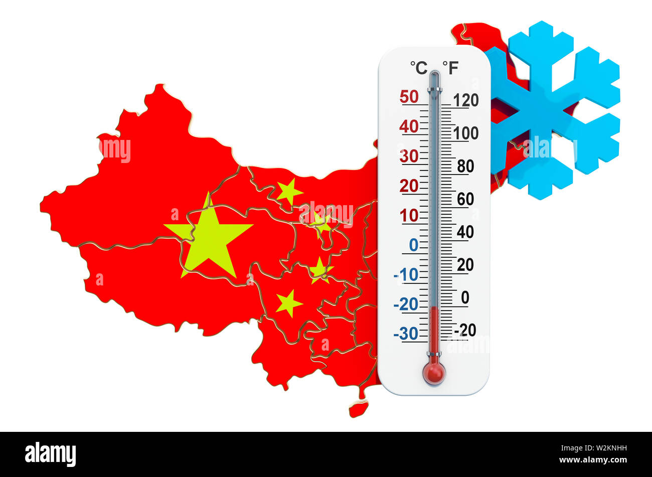 Extreme cold in China concept. 3D rendering isolated on white ...
