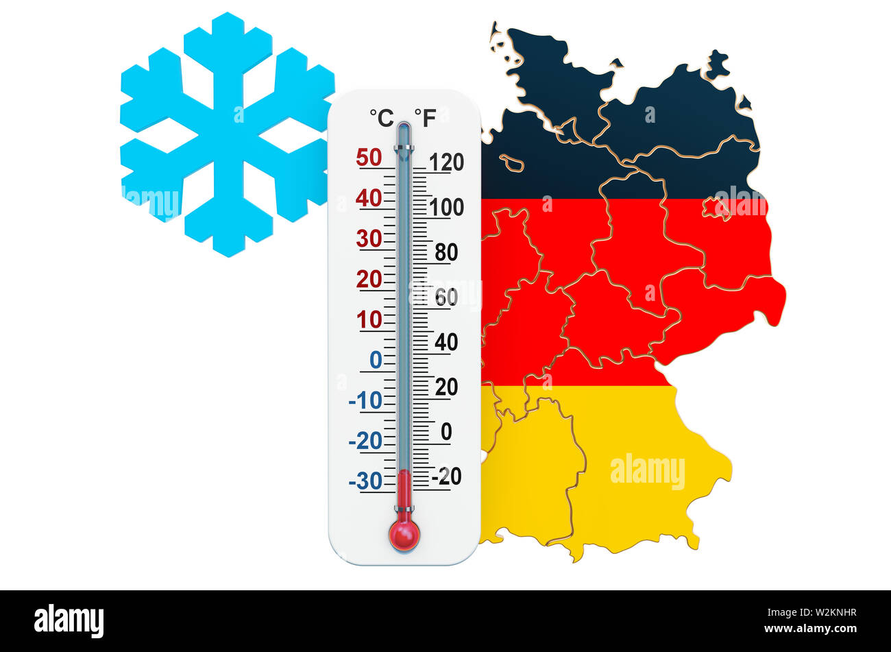 Extreme cold in Germany concept. 3D rendering isolated on white ...