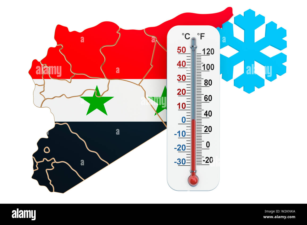 Extreme cold in Syria concept. 3D rendering isolated on white ...