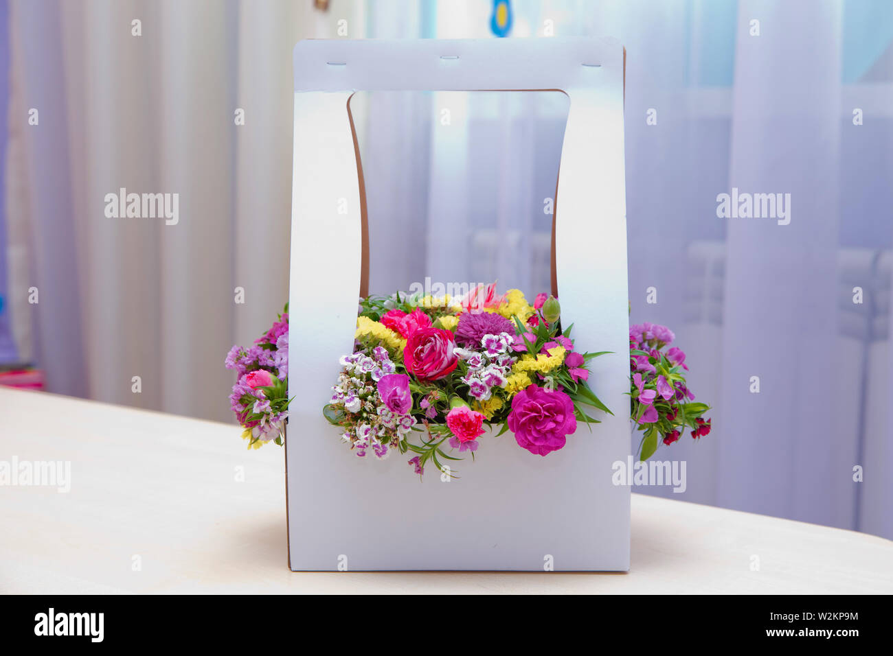 White bouquet of multicolored roses . Red white , yellow flower picture ...