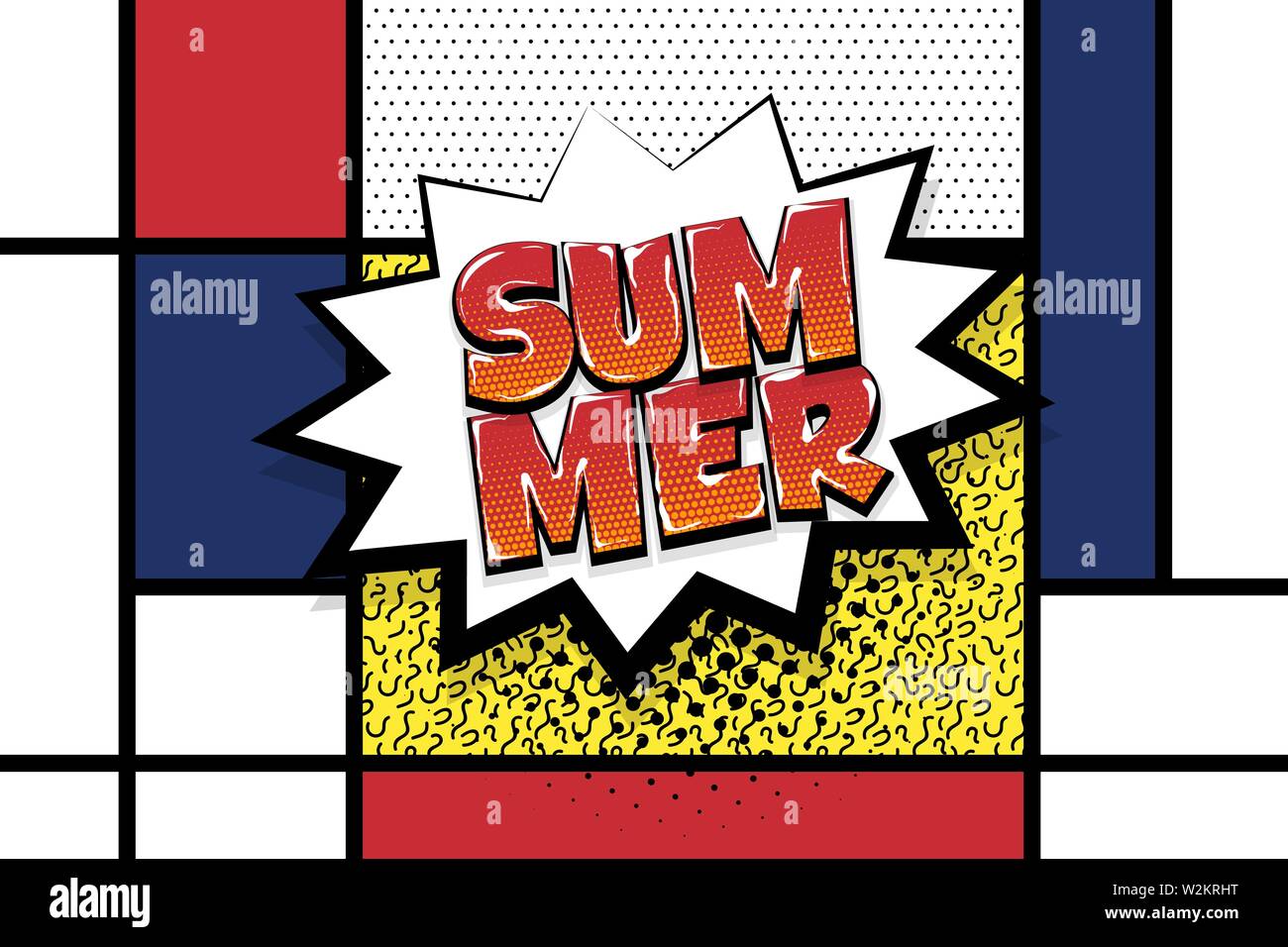 Summer comic text speech bubble pop art. Comics book halftone geometric ...