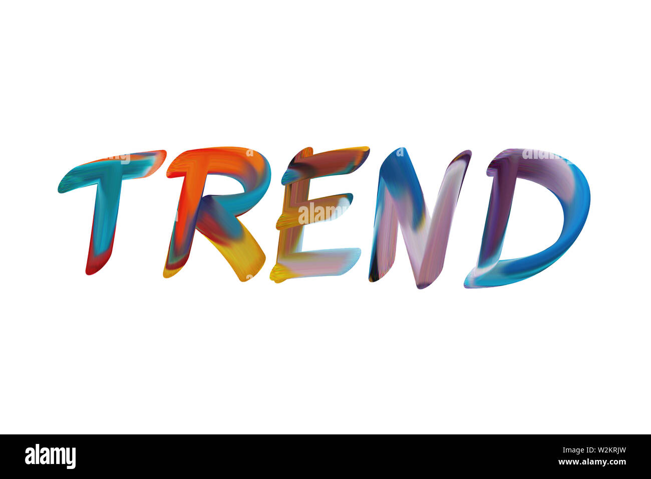 Trend word. Handwritten brush stroke acrylic paint lettering. Hand ...