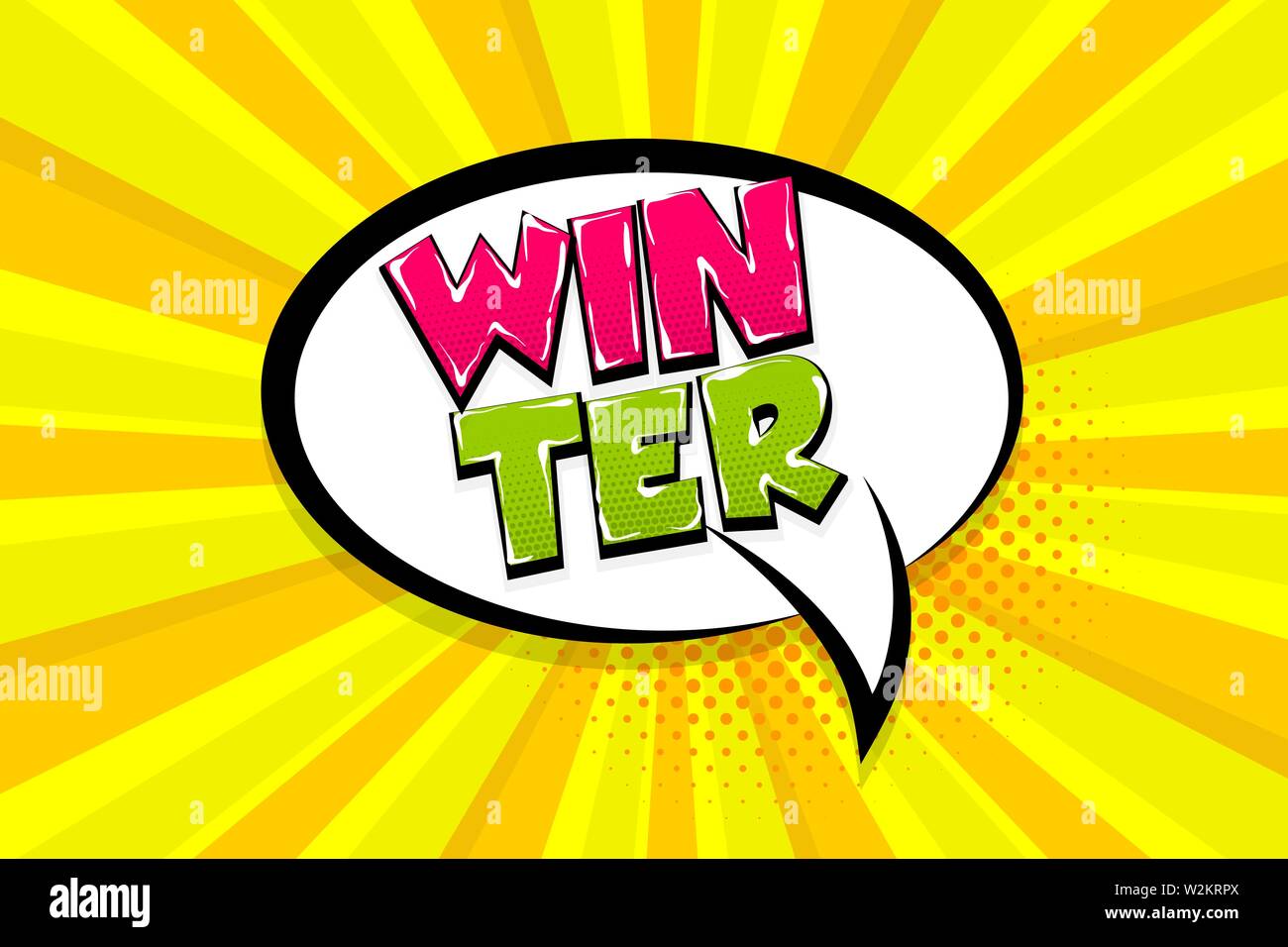 Winter comic text speech bubble pop art. Comics book halftone geometric ...