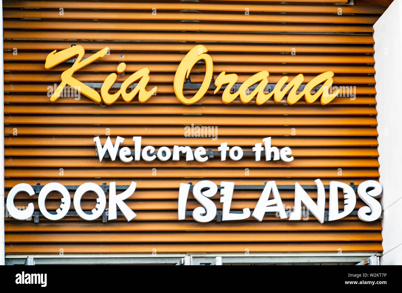 Welcome to the Cook Islands sign, Kia Orana, Polynesia Stock Photo - Alamy