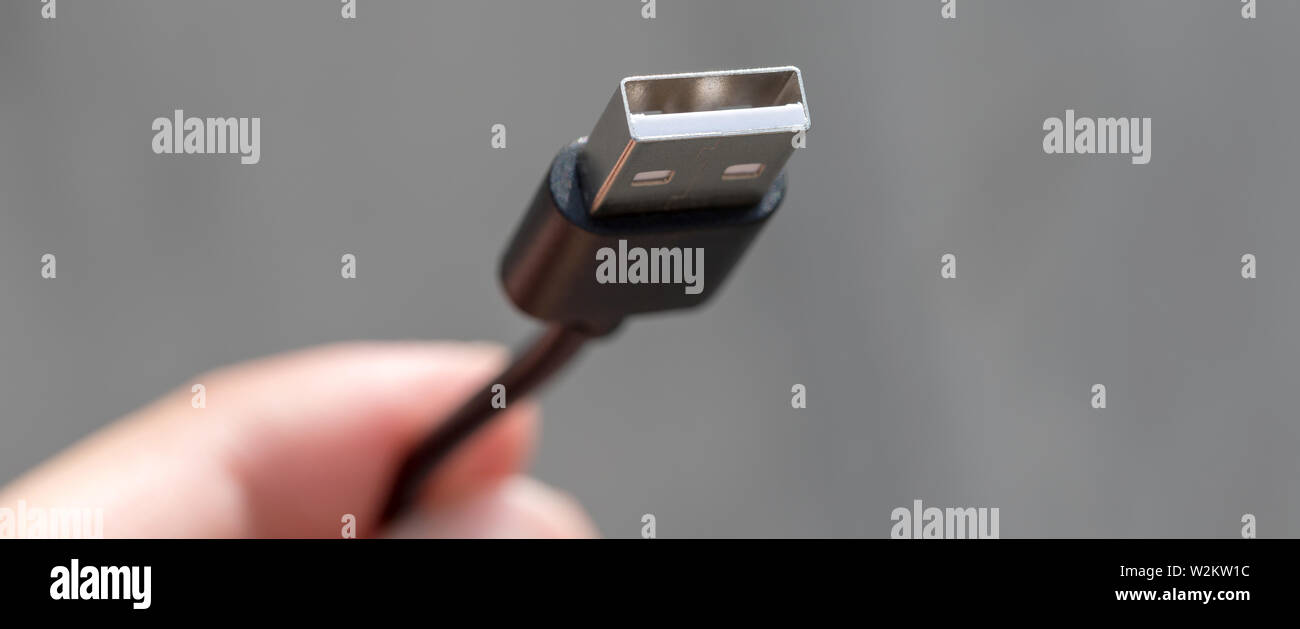 single usb cable connection background panorama Stock Photo - Alamy