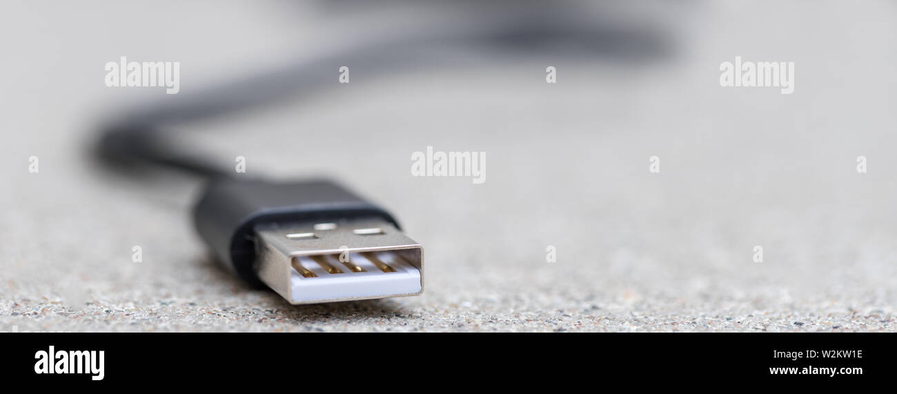 single usb cable connection background panorama Stock Photo - Alamy