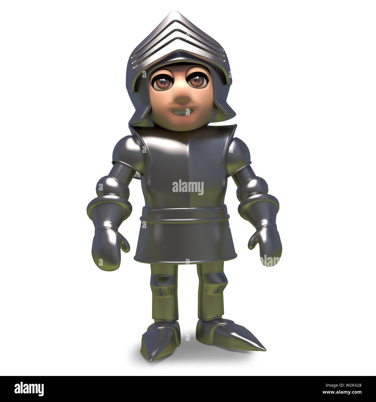 The brave heroic medieval armour clad stands proud,3d illustration ...