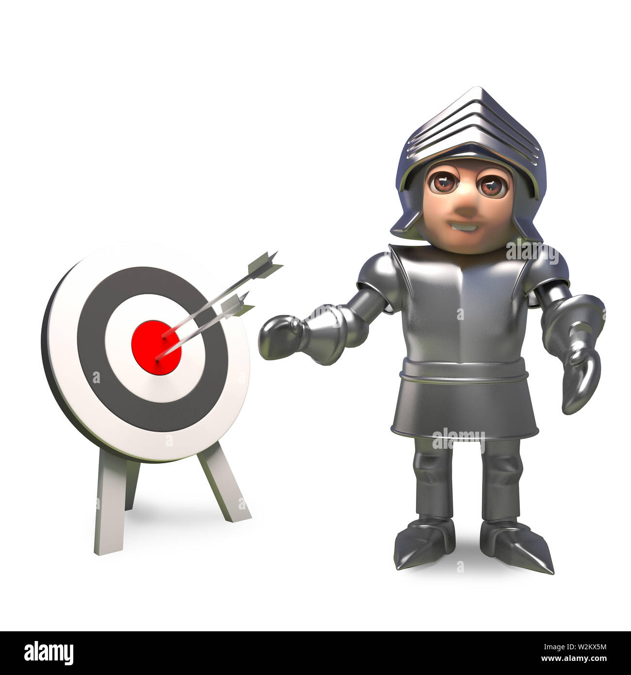 Medieval knight takes target practice and hits the bullseye with his ...