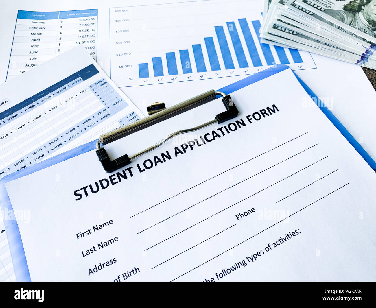 Student loan application form document on table Stock Photo - Alamy