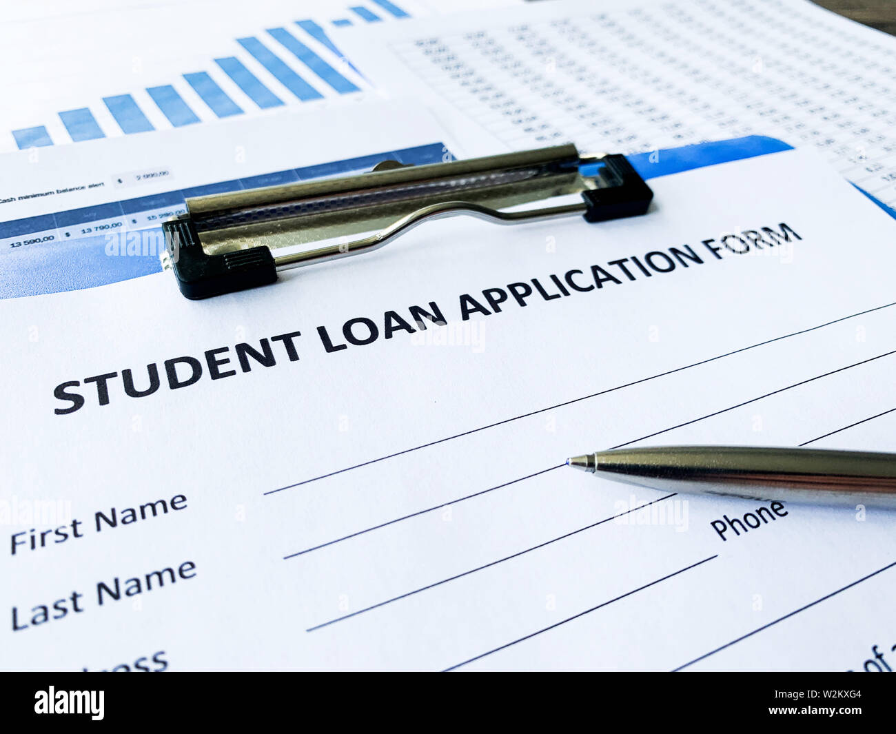 Student loan application form document on table Stock Photo - Alamy