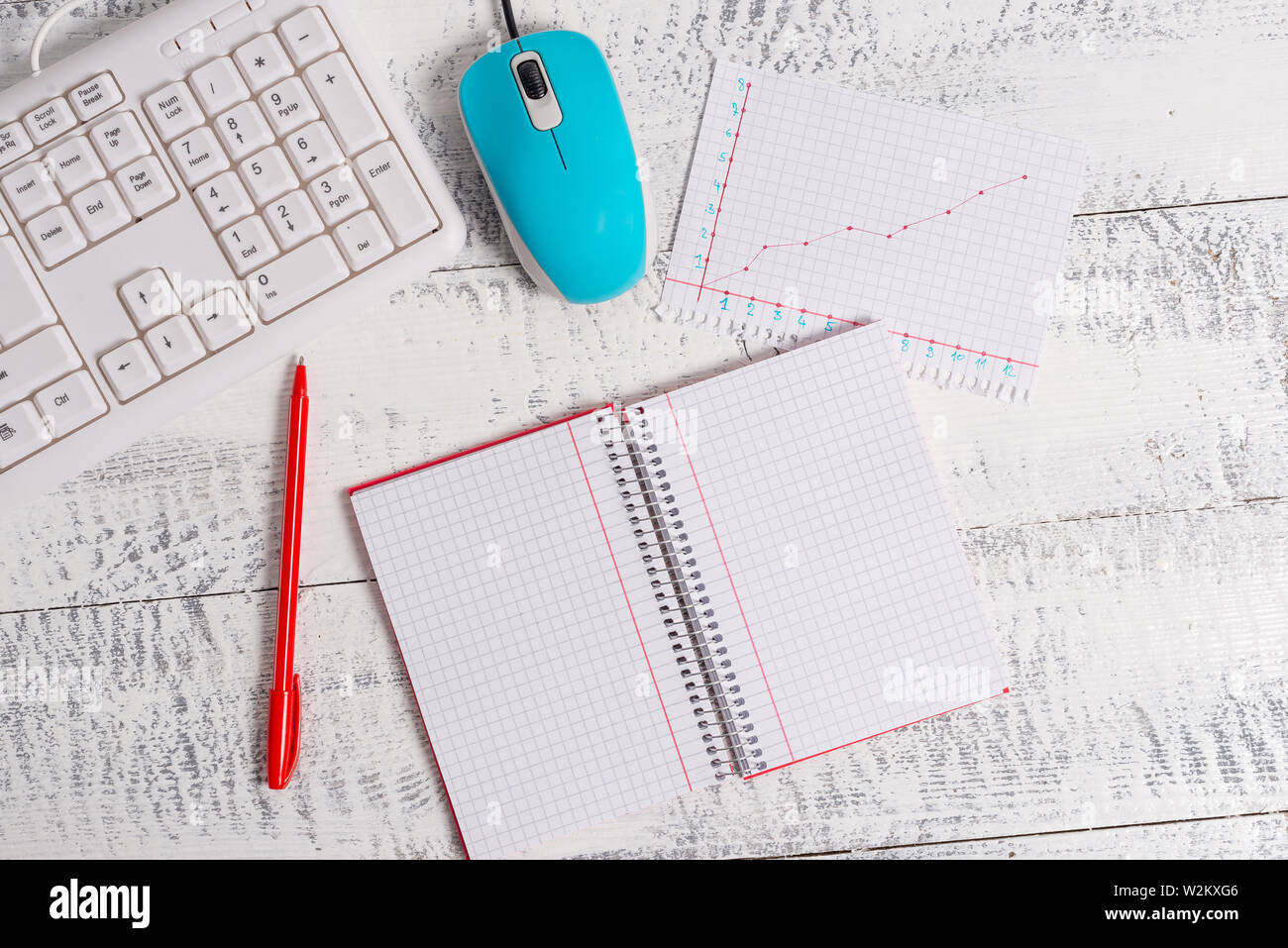 Wood desk office appliance computer equipaments chart numbers paper ...