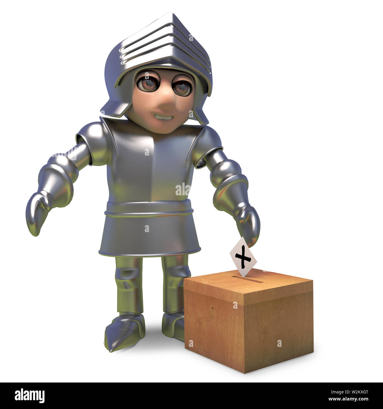 Brave armour clad knight cast his vote in the medieval elections, 3d ... Brave armour clad knight cast his vote in the medieval elections, 3d ...
