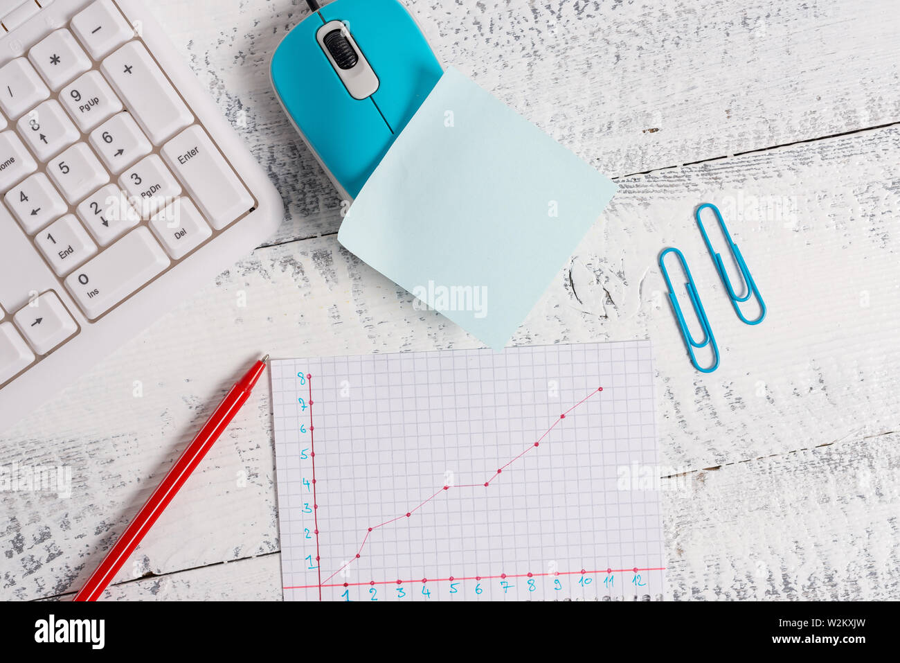 Wood desk office appliance computer equipaments chart numbers paper ...