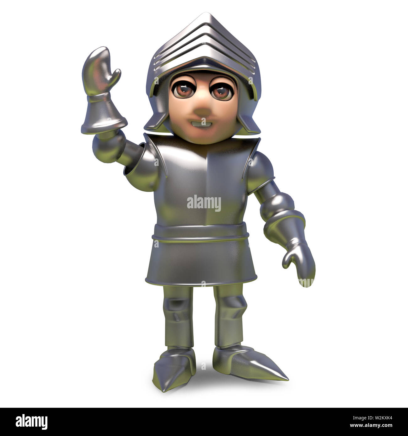 Hello says the waving medieval armour clad knight, 3d illustration ...