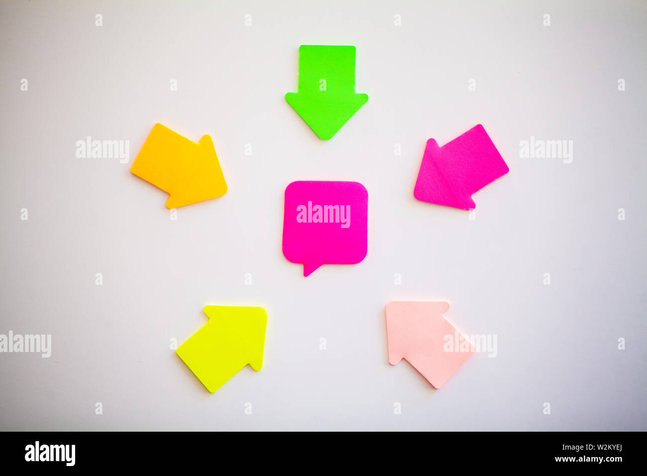 Colorful stickers on white wall. Empty Space for text Stock Photo - Alamy