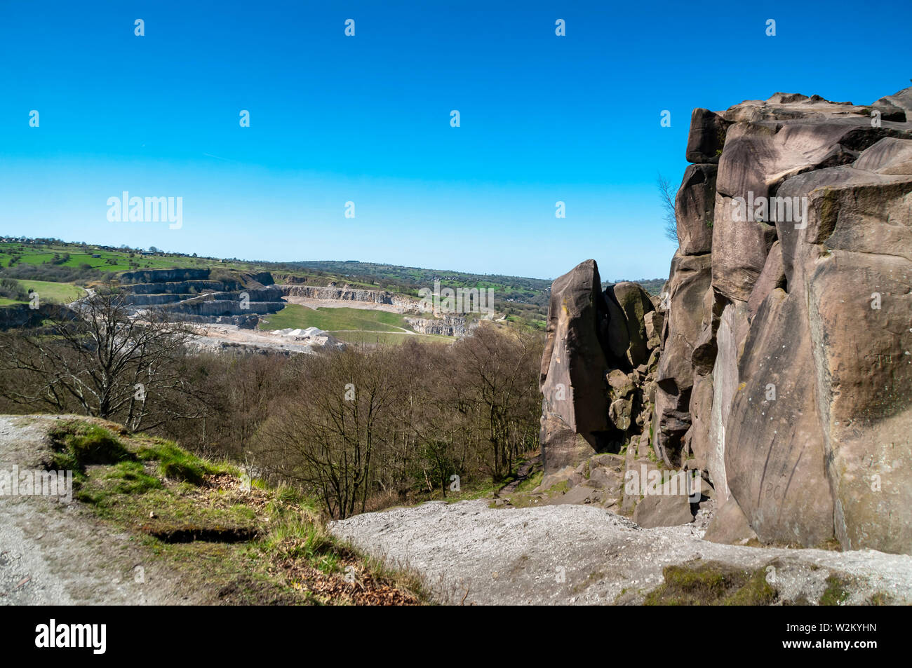 Distance view of Dene Quarry with the Black Rocks outcrop visible at ...