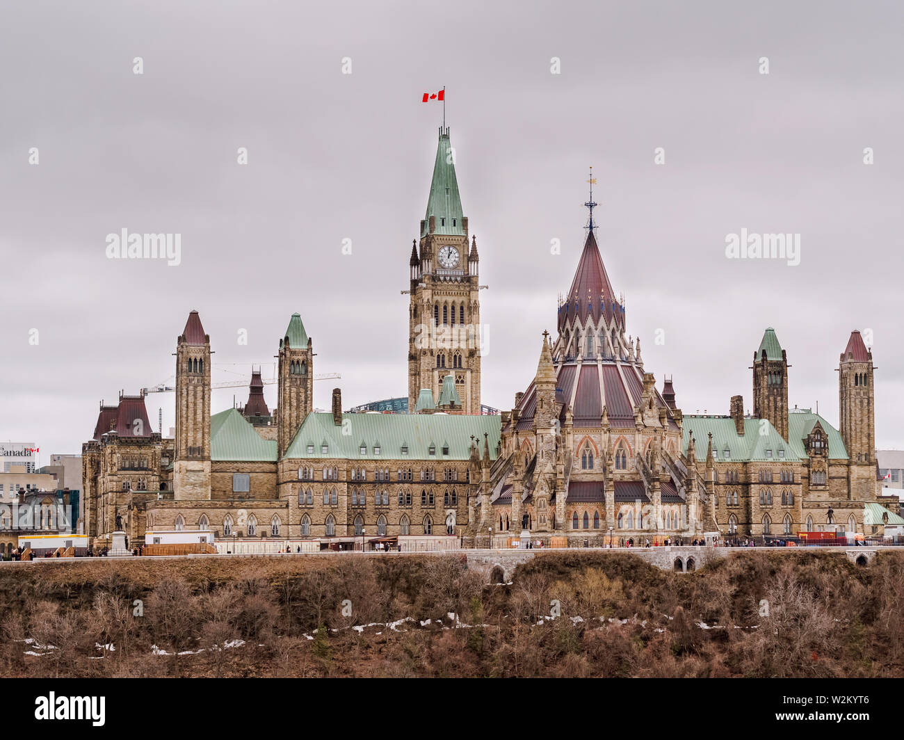 A panoramic view of parliament hill in capital city Ottawa, Ontario ...