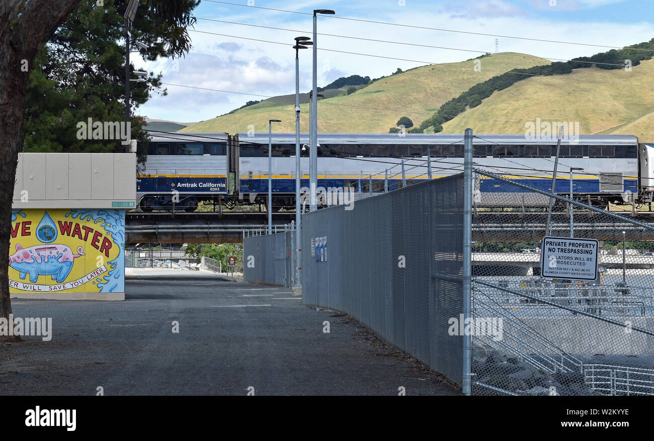 Caltrans Amtrak California train over Alameda Creek Trail, Alameda ...