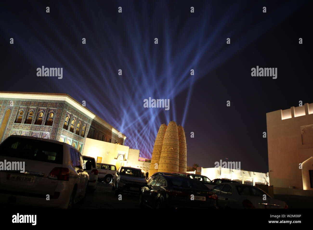 Qatar, Katar, Doha by night. Streets, Market, Marina. All tourism ...