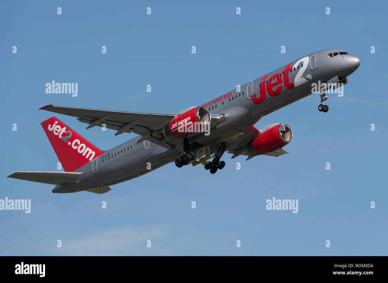 A Jet2 Boeing 757-200 takes off from Manchester International Airport ...