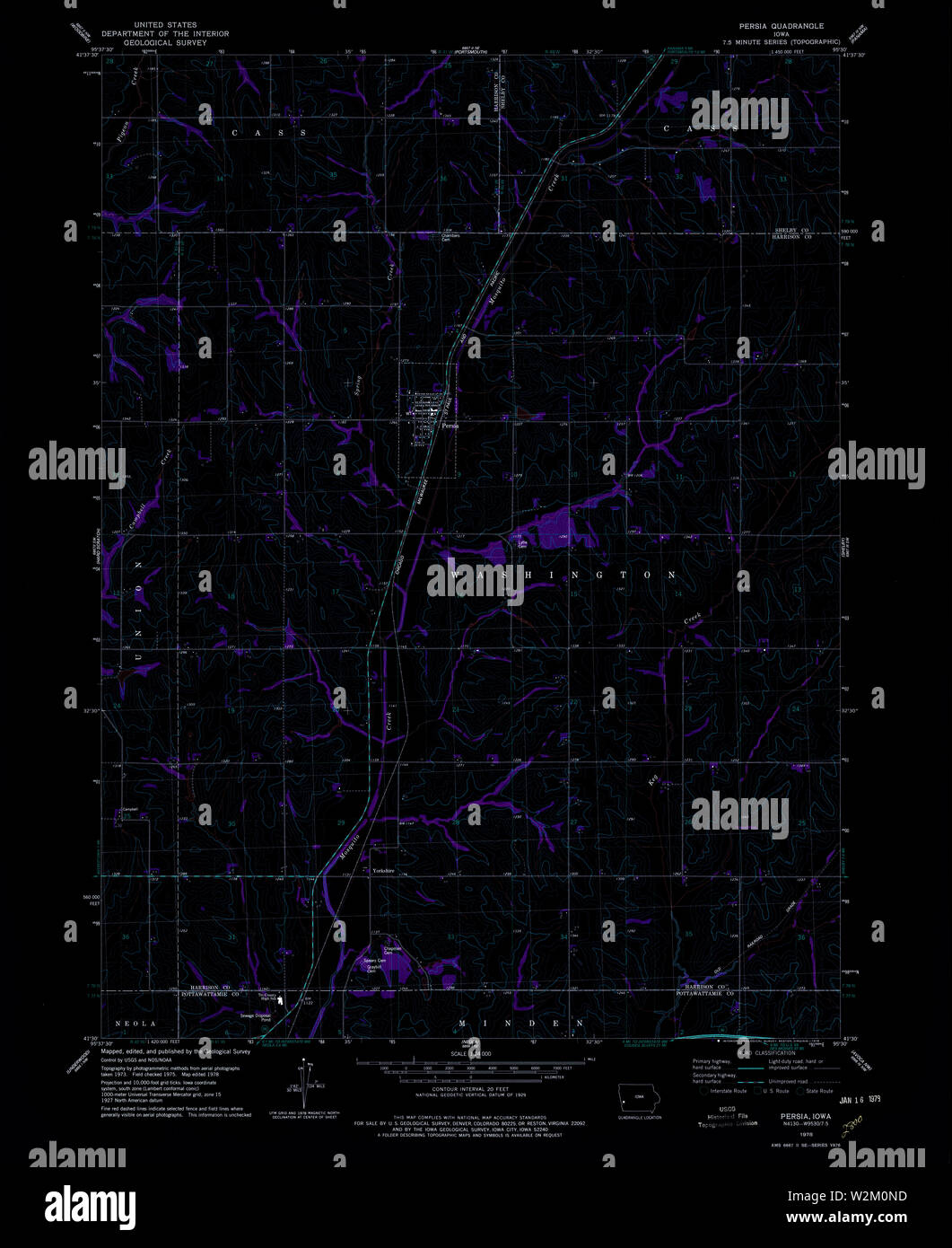 USGS TOPO Map Iowa IA Persia 175370 1978 24000 Inverted Restoration ...