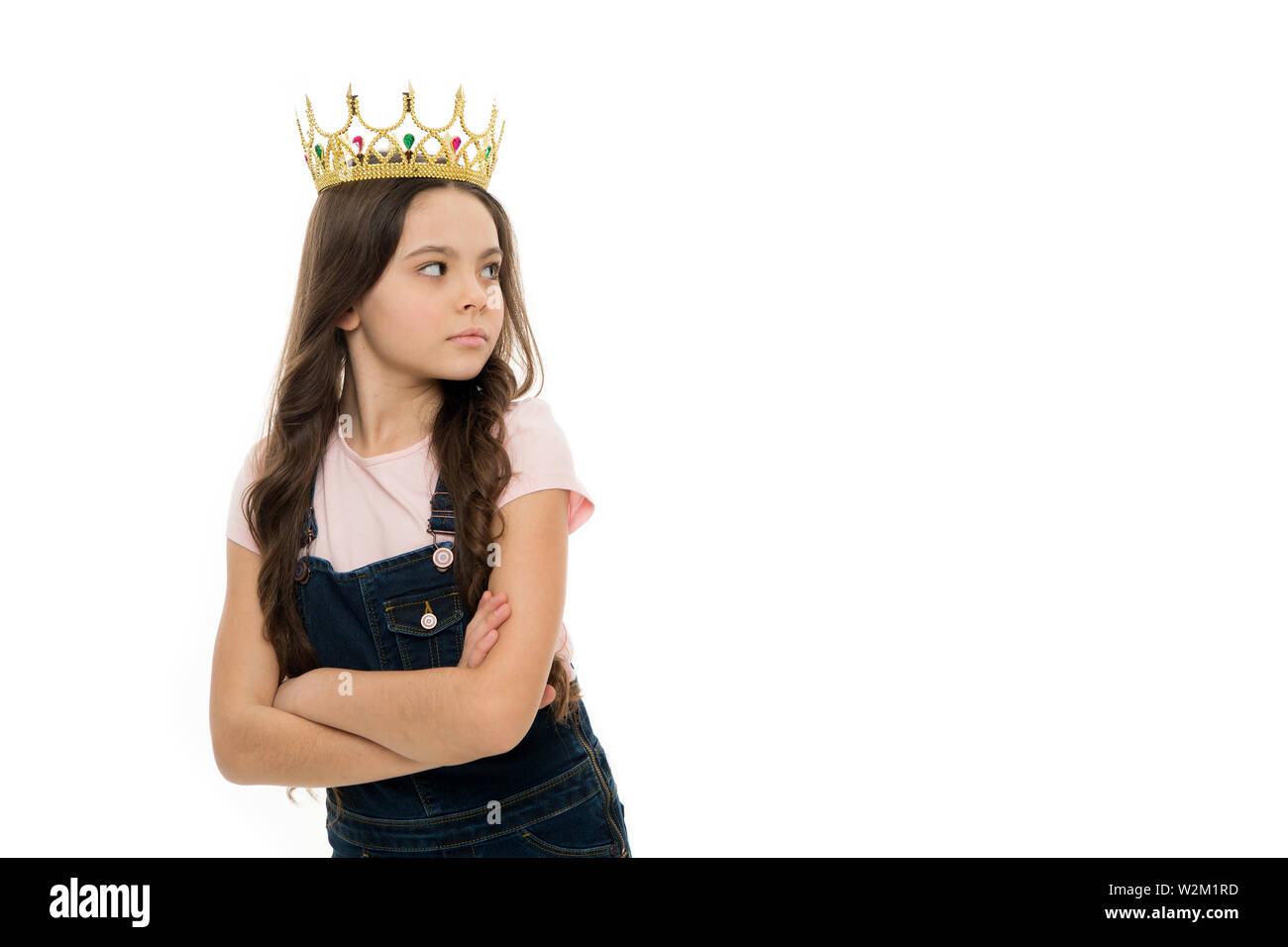 Nobody is equal to me. Pride concept. Kid wear golden crown symbol ...