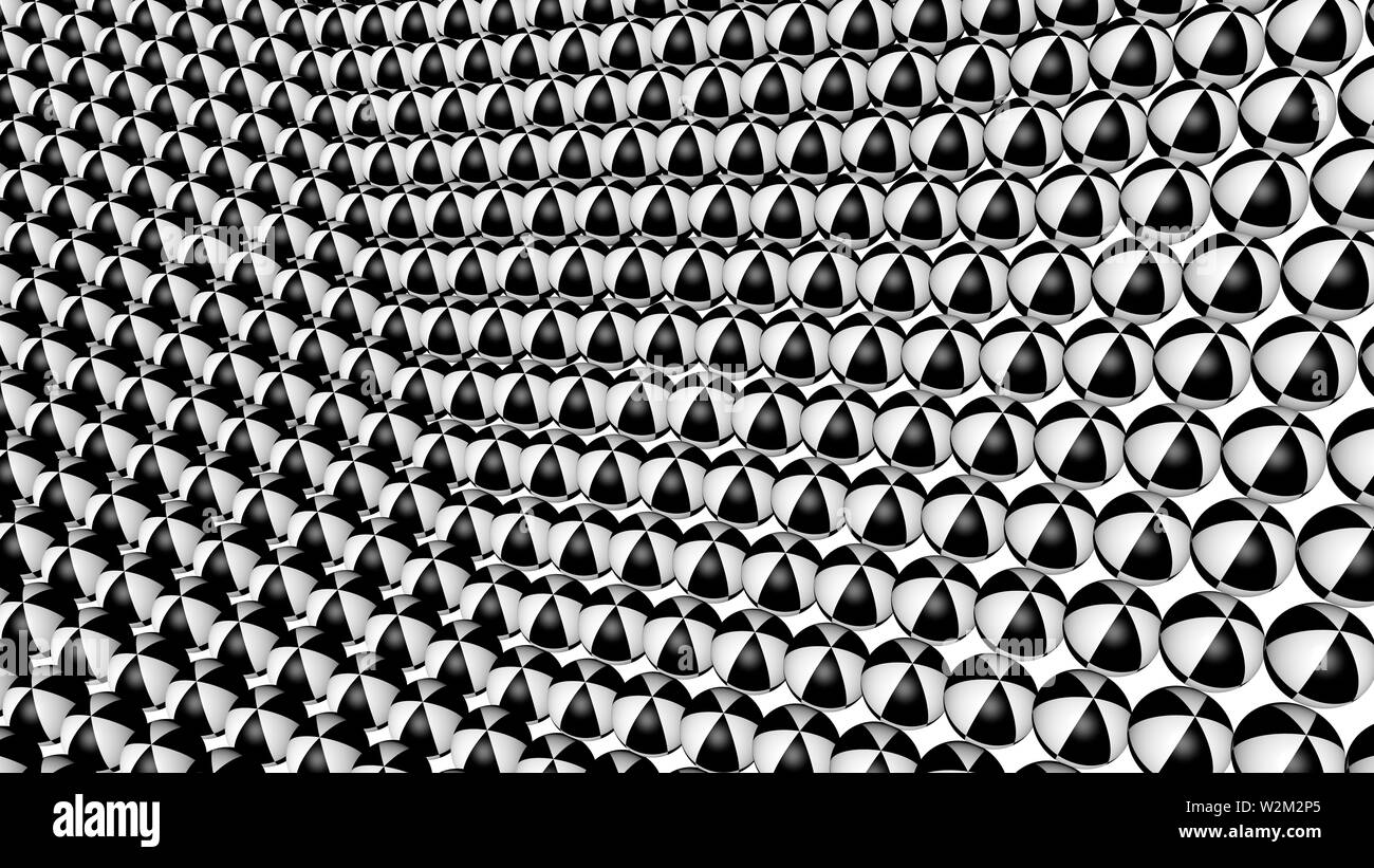 Bright colorful, dynamic and shiny solid spheres floating in a wavy ...