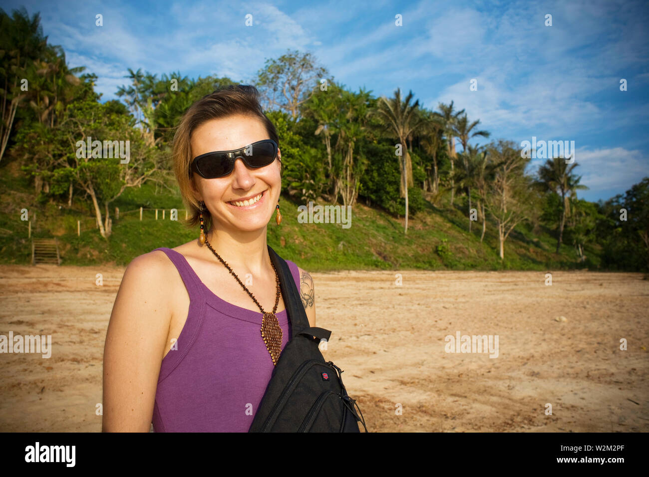 Woman Smiling, Landscape, Forest, Terra Preta Community, Cuieiras River ...