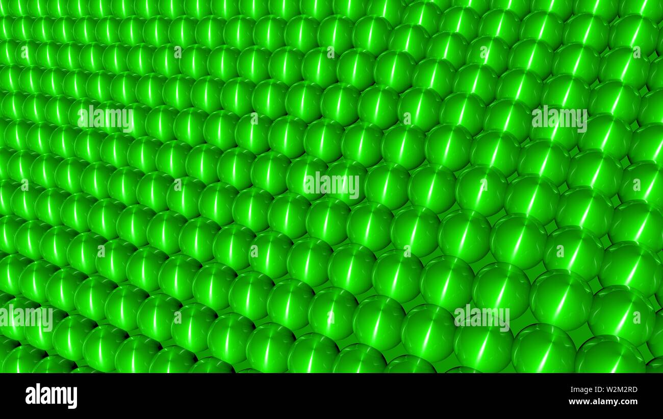 Bright colorful, dynamic and shiny solid spheres floating in a wavy ...