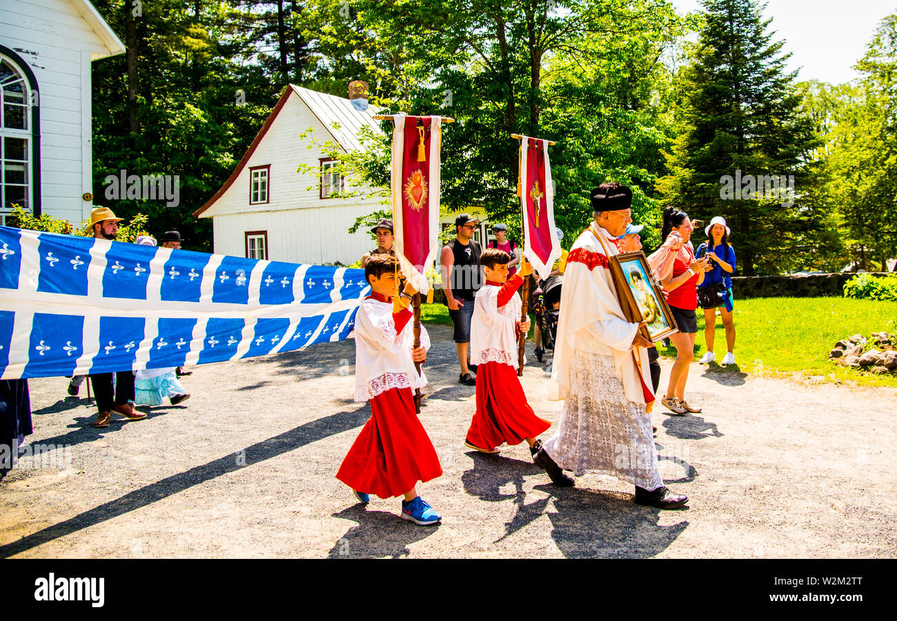 The religious parade in the quebec village (Village Québécois d'Antan ...
