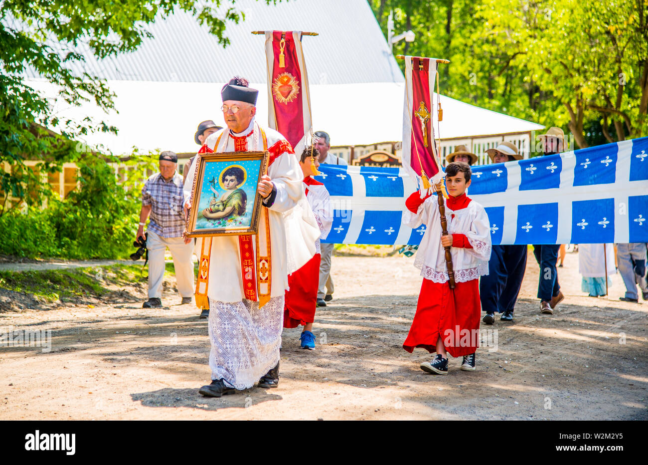 The religious parade in the quebec village (Village Québécois d'Antan ...