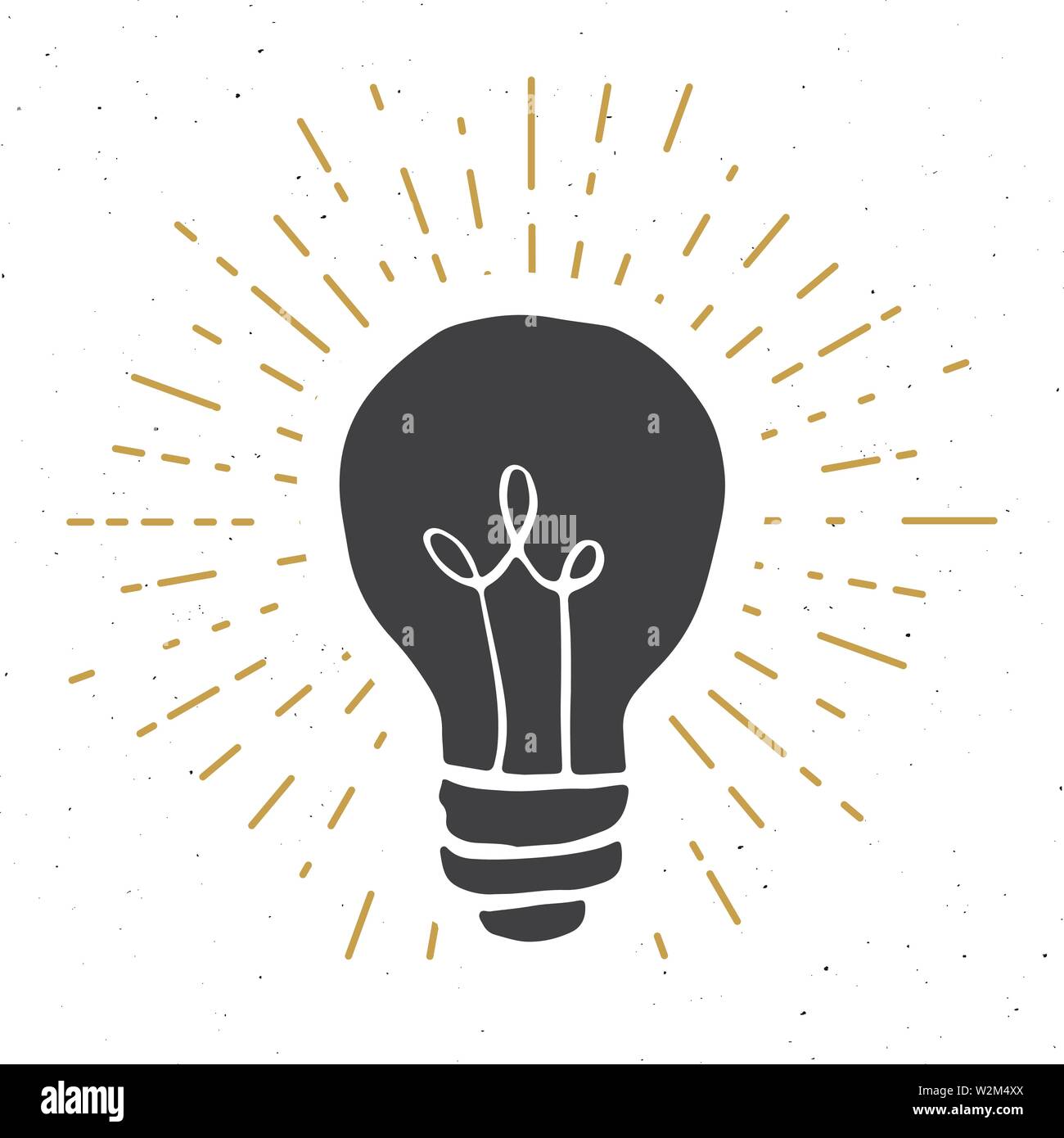 Light bulb symbol vintage label, grunge textured retro badge ...