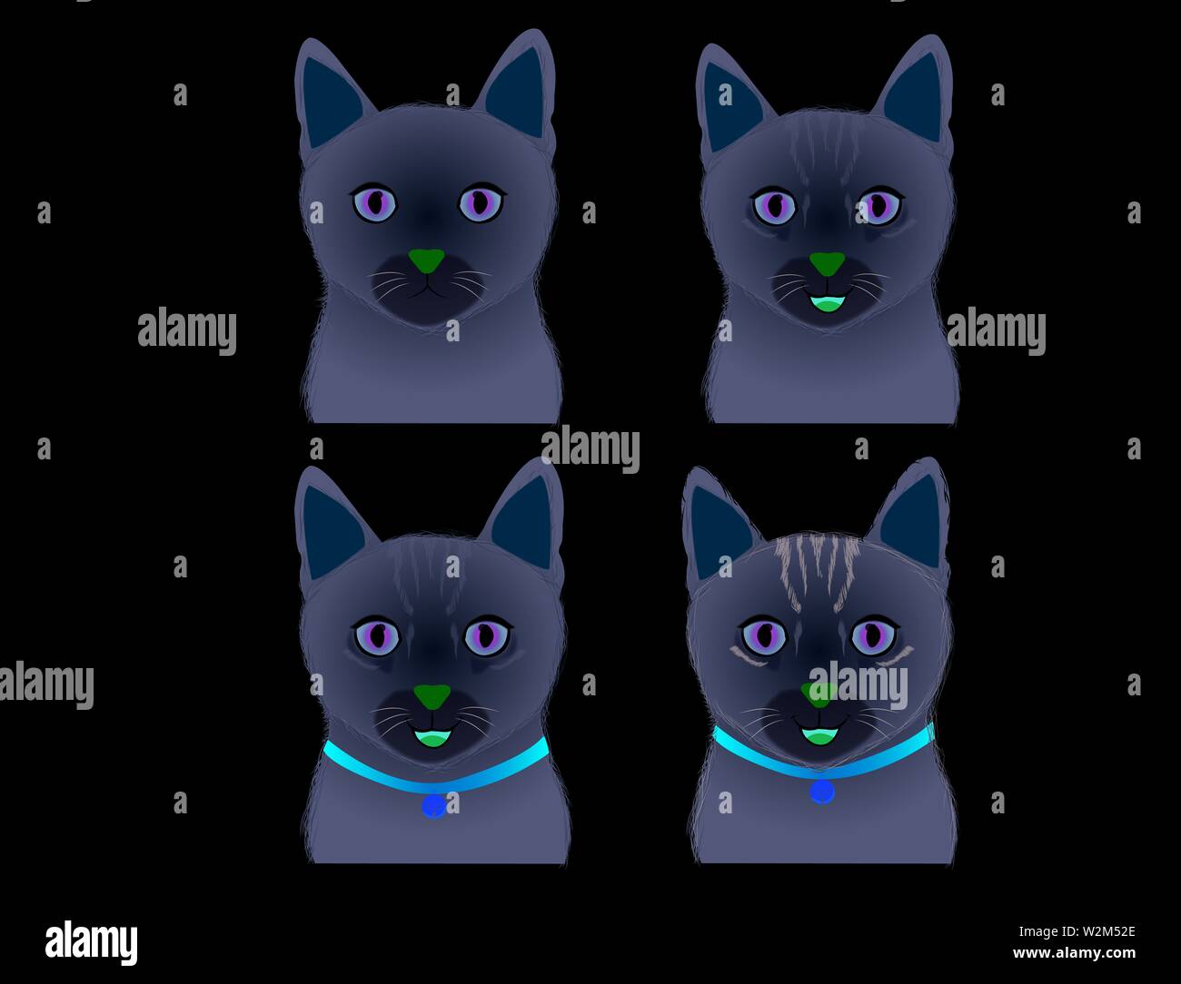 Half Cat illustration with smiling face Stock Photo - Alamy