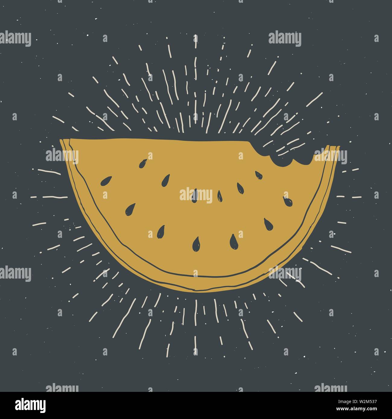 Watermelon vintage label, grunge textured retro badge, typography ...