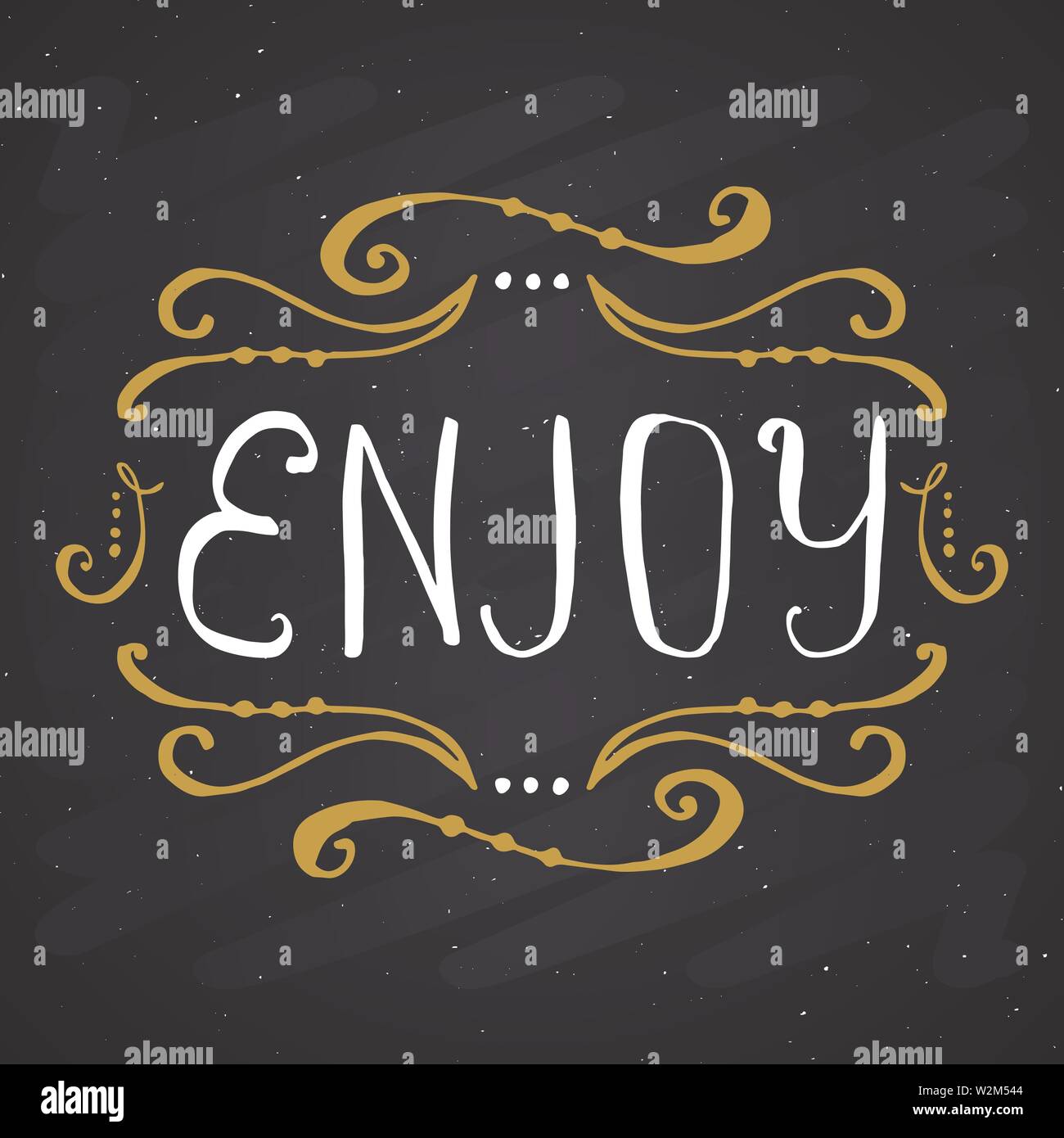 Enjoy lettering handwritten sign, Hand drawn grunge calligraphic text ...