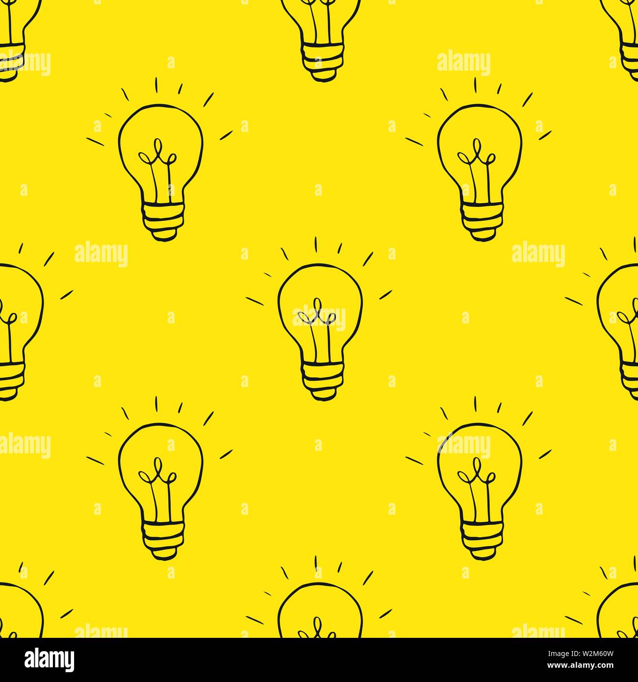 Light bulb Seamless Pattern hand drawn. Vector Illustration Stock ...