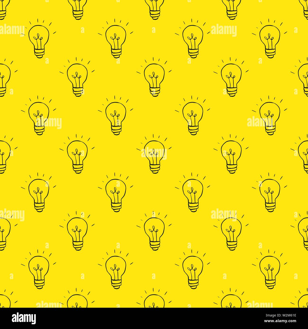Light bulb Seamless Pattern hand drawn. Vector Illustration Stock ...