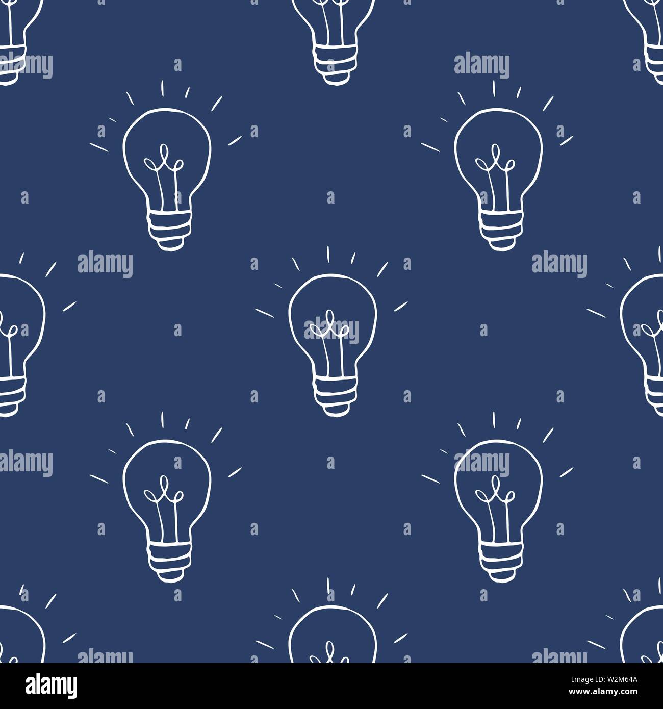 Light bulb Seamless Pattern hand drawn. Vector Illustration Stock ...